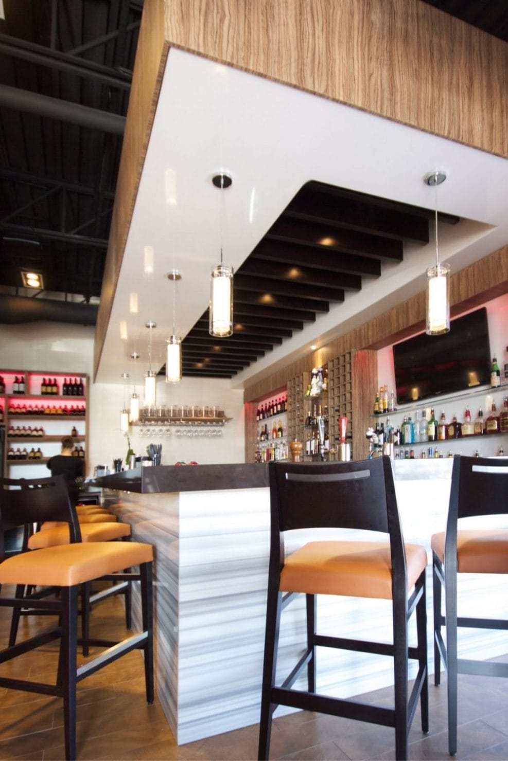 LAQFOIL Stretch ceiling. Bucatini Restaurant & Wine Bar - Laqfoil
